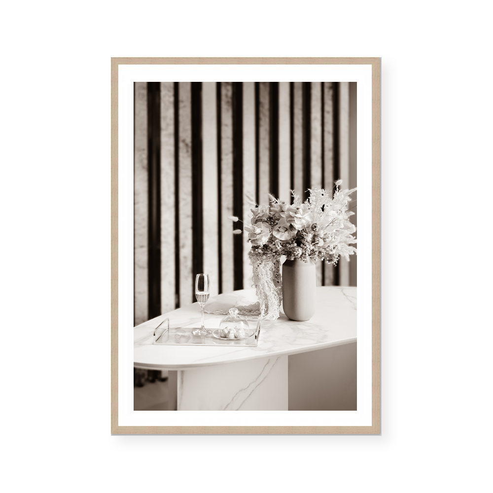 Champagne And Dried Blooms | Art Print – Life In Ink